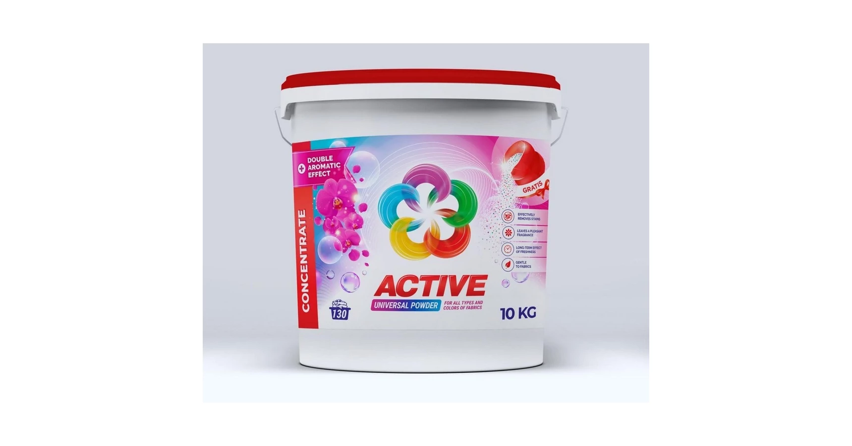 Mosópor 10 Kg 130 Mosás Vödrös Színes Ruhákhoz Active Color Egyéb